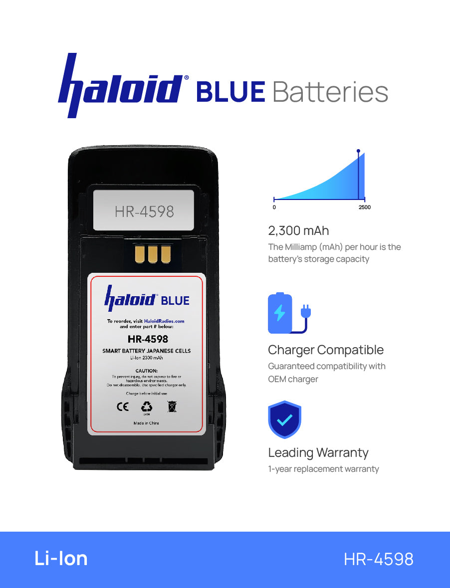 Haloid BLUE HR-4598 Lithium Battery for R2 Radios — HaloidSolutions.com