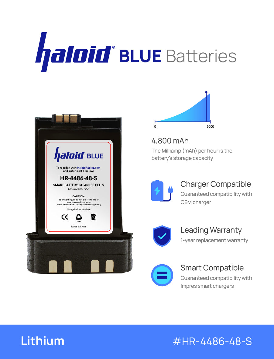 Haloid BLUE HR-4486-48S 4,800 mAh Lithium Battery 4486-48-S for APX600 ...